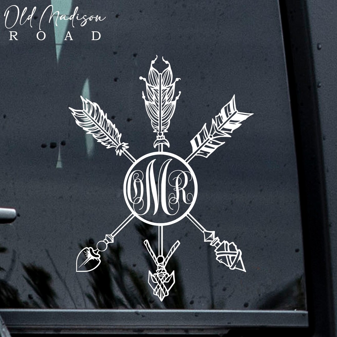 Arrows Monogram - Arrows Monogram Sticker - Monogram Car Decal - Custom ...