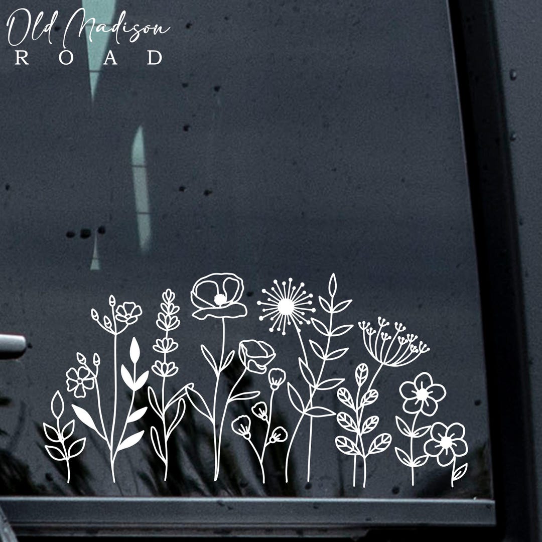 Wildflowers Decal - Wildflower Decal - Flower Border Car Decal - Floral ...