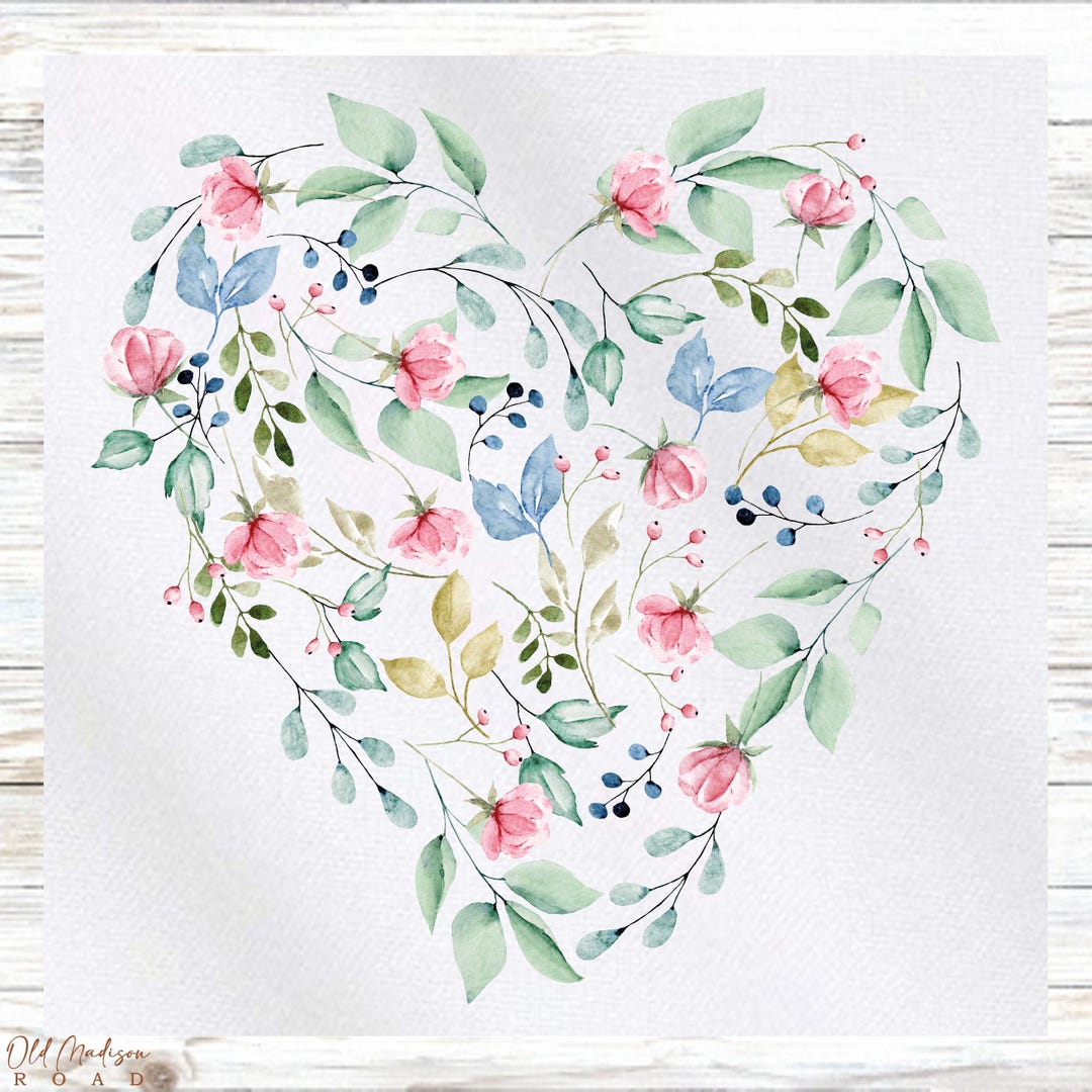 Floral Heart Fabric Panel - Fabric Panel - Quilt Panel - Quilting ...