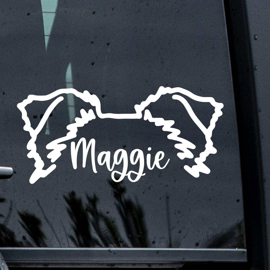 Border Collie Name Decal, Border Collie Dog Ears Custom Dog Name Decal ...