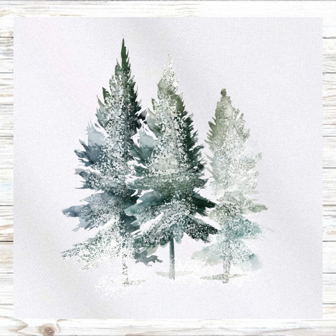 Winter Fabric Panel - Winter Pine Trees Fabric Panel - Personalized ...
