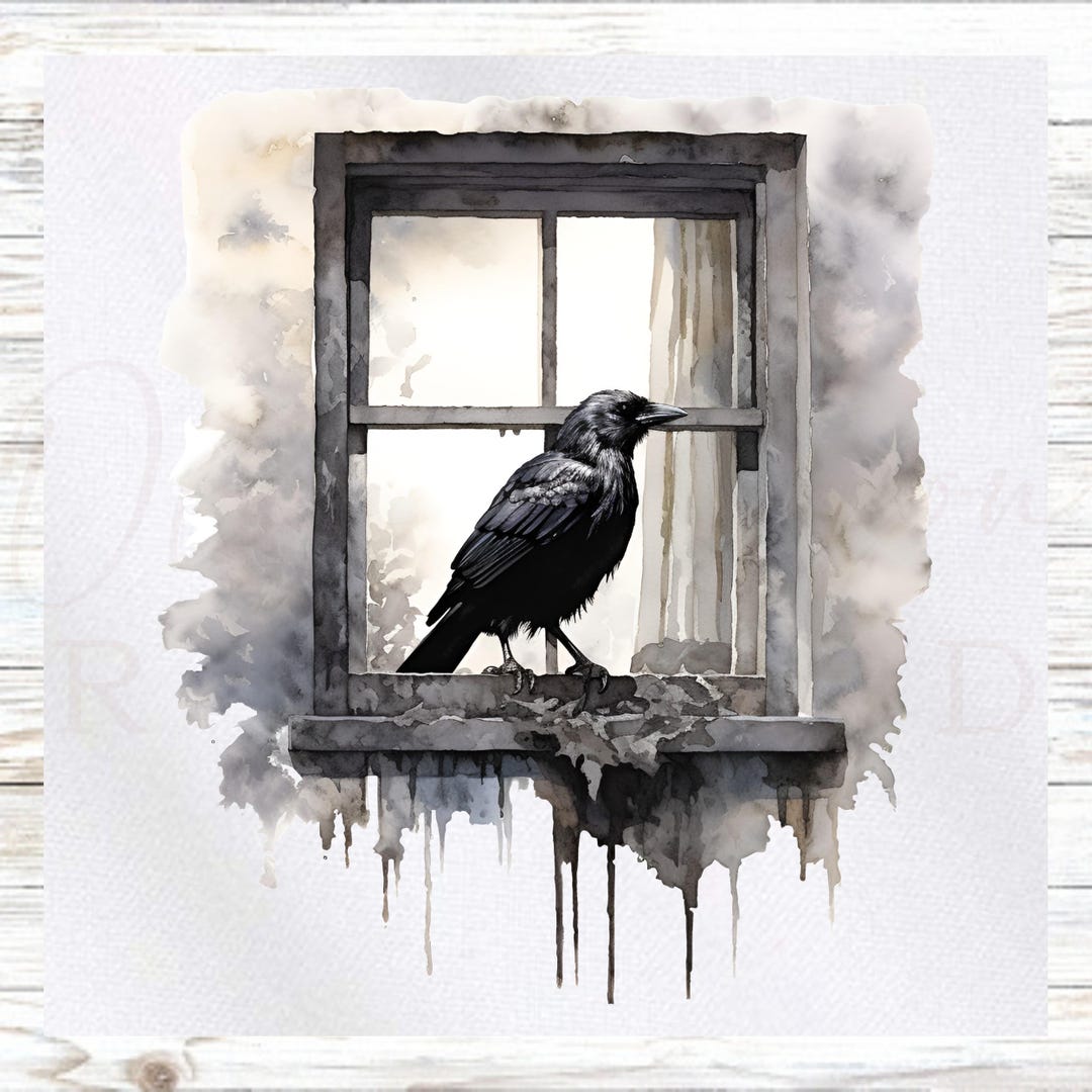 Crow Fabric Panel - Dark Fantasy Fabric Panel - Quilt Panel - Quilting ...