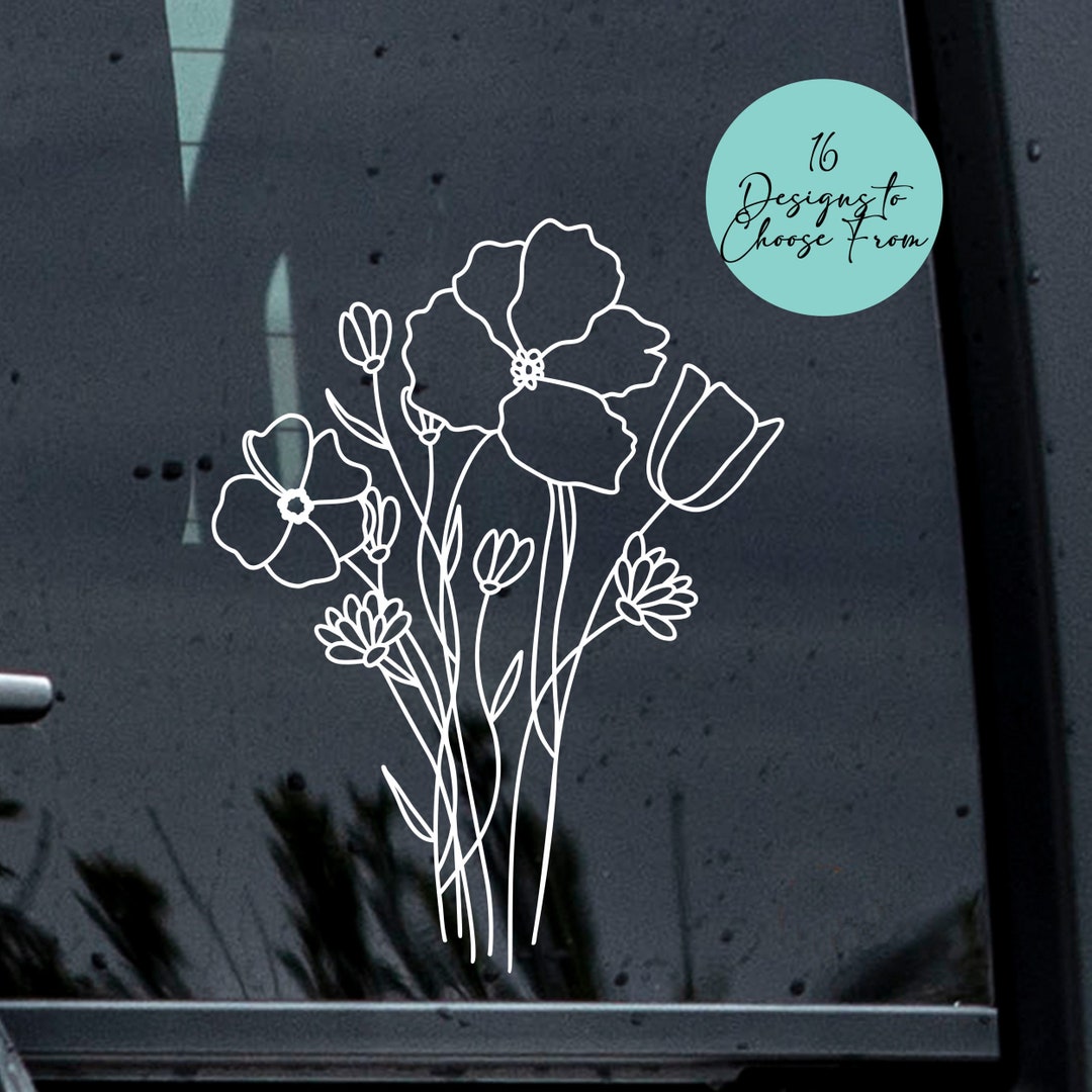Floral Bouquet Decal, Floral Car Decal, Magnolia, Simple Flower Decal ...