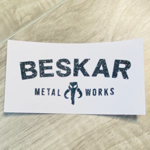 Beskar Metal Works Decal, Mandalorian Crest Decal, Truck Decal, Car ...
