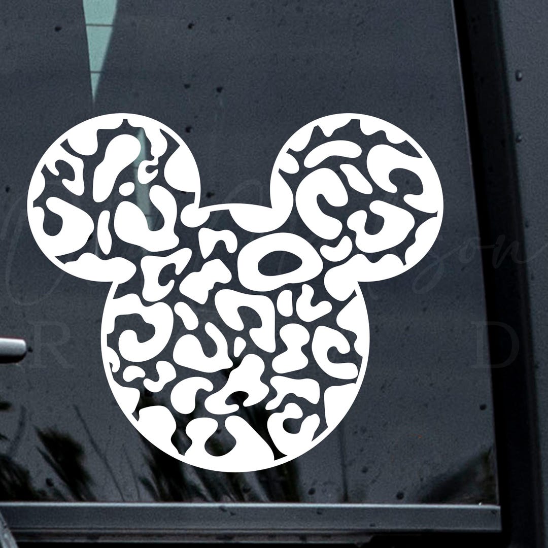 Leopard Print Mickey Decal, Mickey Mouse Head Vinyl Decal, Mickey Decal ...