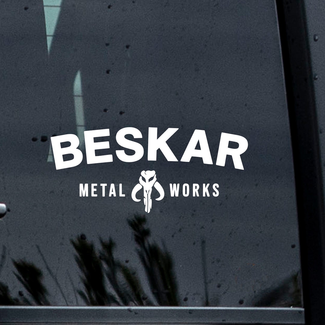Beskar Metal Works Decal, Mandalorian Crest Decal, Truck Decal, Car ...