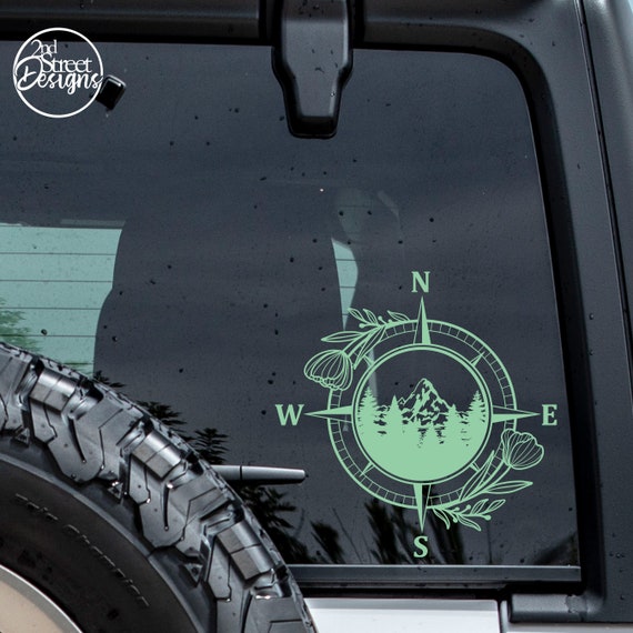 Floral Compass Compass Decal Vinyl Decal Laptop Decal - Etsy
