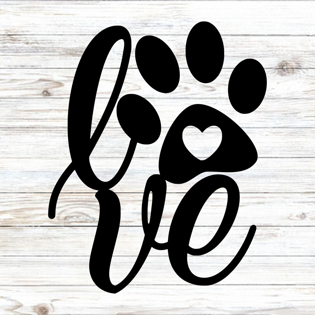 Love Dog Paw Heart Decal, Paw Print Decal, Dog Decal, Dog Lover Sticker ...