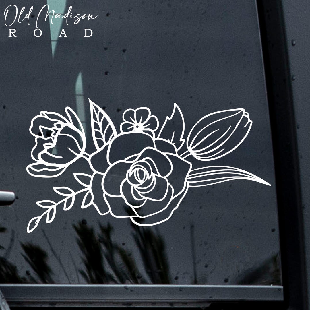 Floral Decal - Rose Car Decal - Cosmo Car Decal - Floral Swag - Floral ...