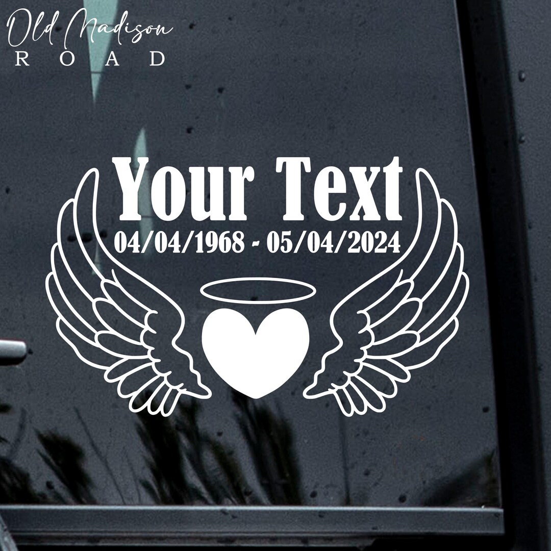 Angel Wings and Halo Bereavement Car Decal, Angels Wings Memorial Car ...