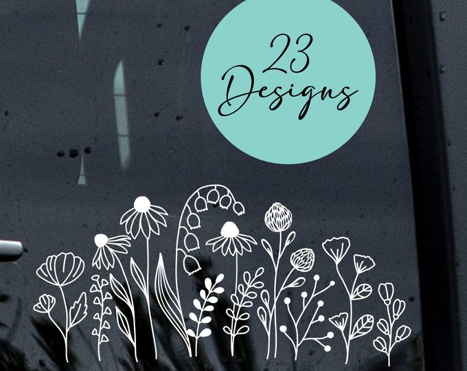 Sunflower Decal, Sunflower Car Decal, Sunflower, Simple Flower Decal ...