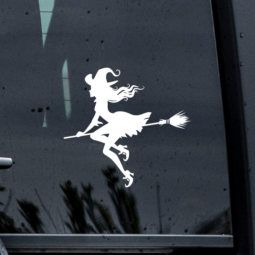 Witch Riding Broom Decal Witch Hat Decal Witch Decal Witch - Etsy