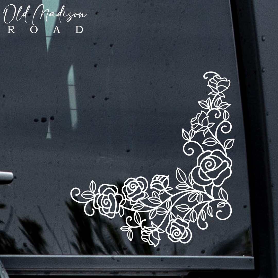 Roses Decal - Rose Decal - Flower Corner Border Car Decal - Floral ...
