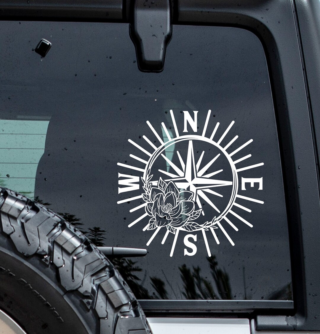 Floral Compass Magnolia Compass Decal Laptop Decal - Etsy