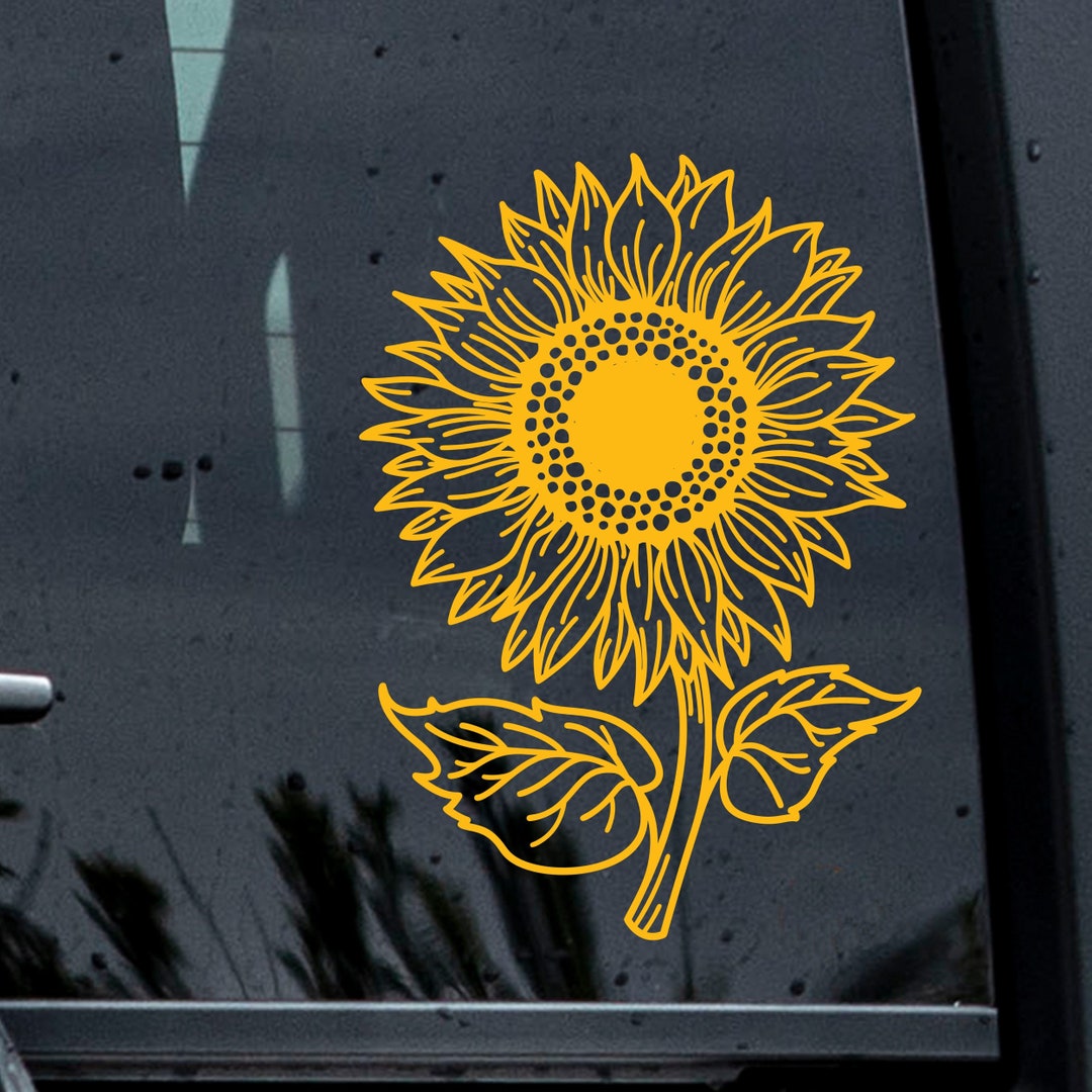 Sunflower Decal, Sunflower Car Decal, Sunflower, Simple Flower Decal ...