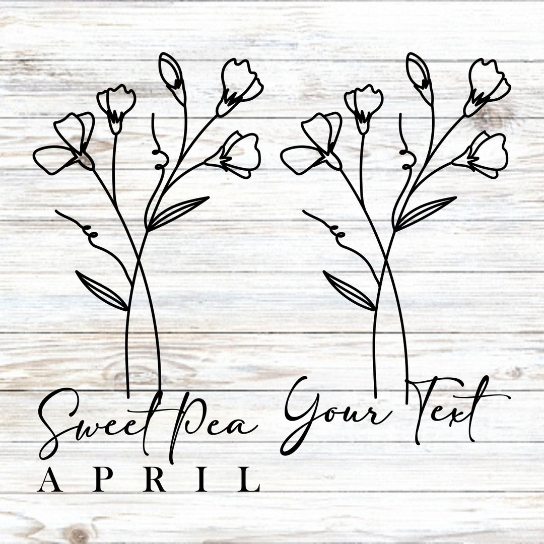 April Birth Month Flower Personalized Decal Sweet Pea Decal ...