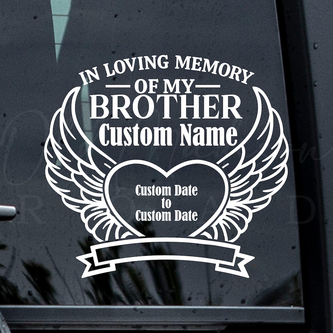 In Loving Memory of My Brother Bereavement Car Decal, Angels Wings ...