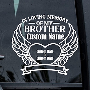 In Loving Memory of My Brother Bereavement Car Decal, Angels Wings ...