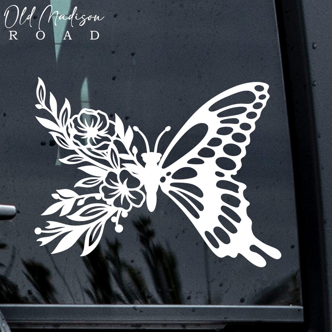 Butterfly Decal - Butterfly Car Decal - Butterfly - Floral Simple ...