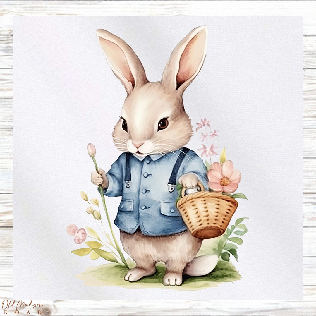 Bunny With Basket Fabric Panel Easter Fabric Panel Quilt Panel Quilting ...