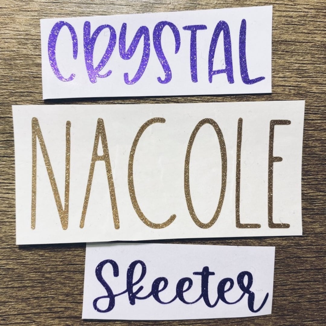 Custom Glitter Name Decal, Name Decal, Water Bottle Decal, Name Sticker ...