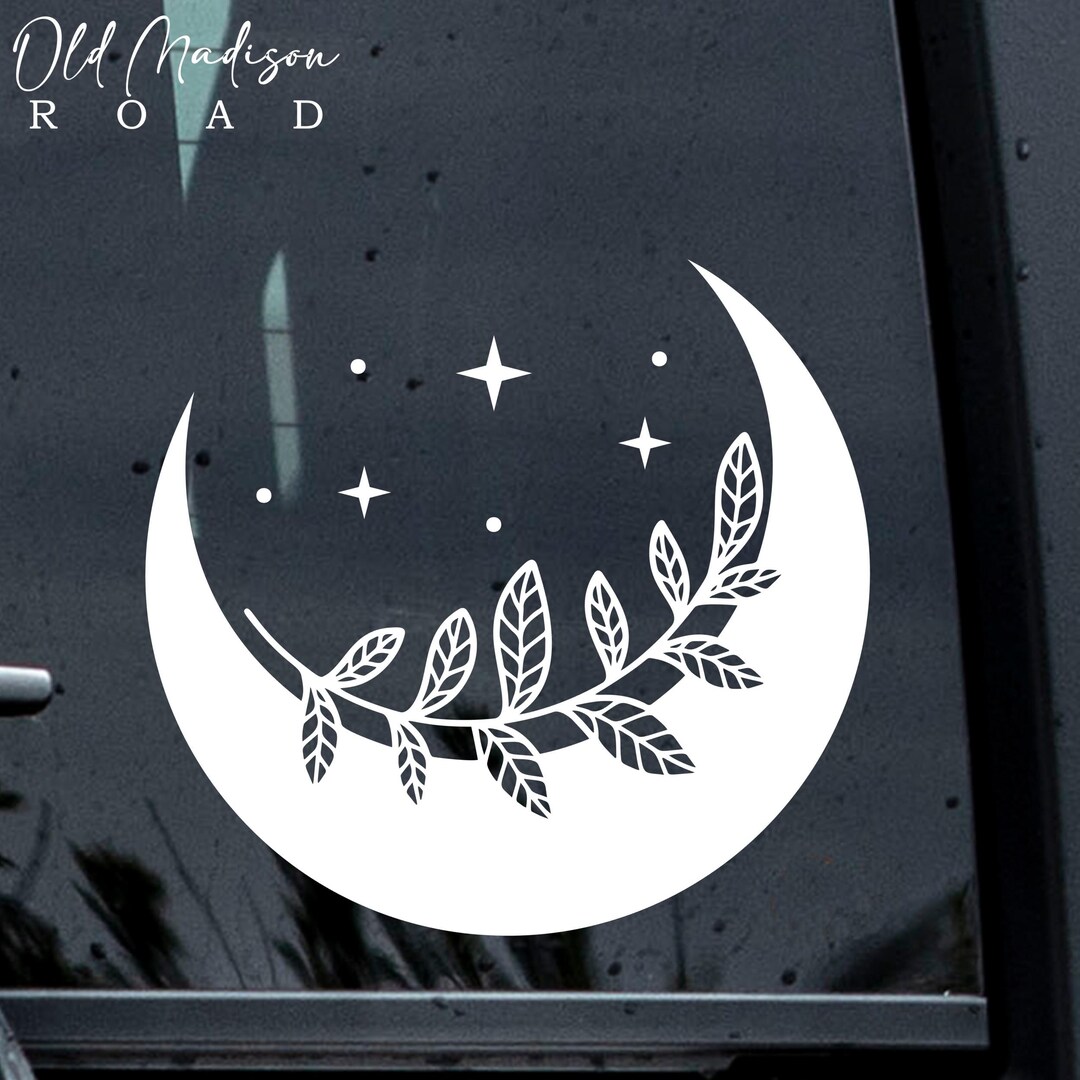 Floral Moon Decal, Witch Decal, Witch Car Decal, Witch Truck Decal ...