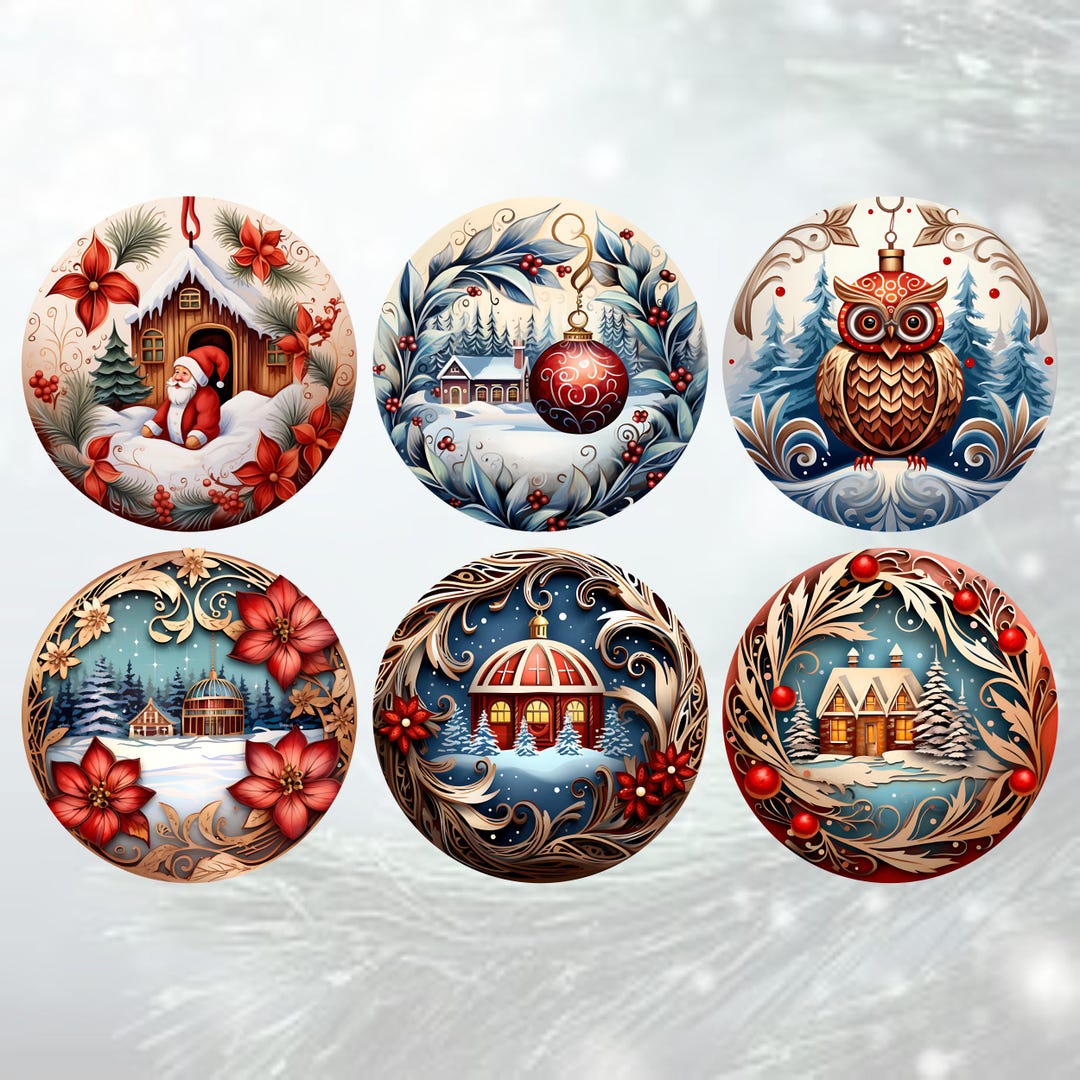 Christmas Ornament - 3D Look Christmas Ornament - Set of 6 Christmas ...