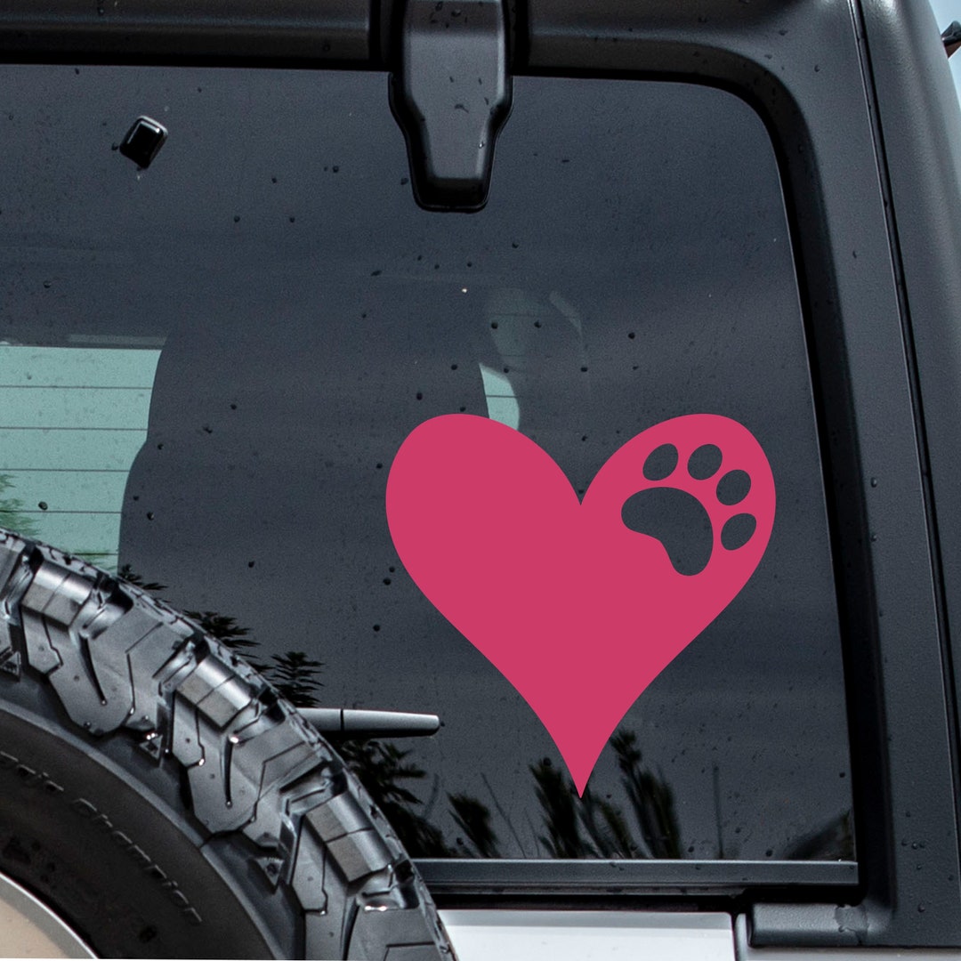 Dog Paw Heart Decal, Paw Print Decal, Dog Decal, Dog Lover Sticker ...