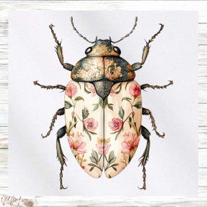 Printed Fabric Panel - Beetle Fabric Panel - Floral Quilt Panel ...