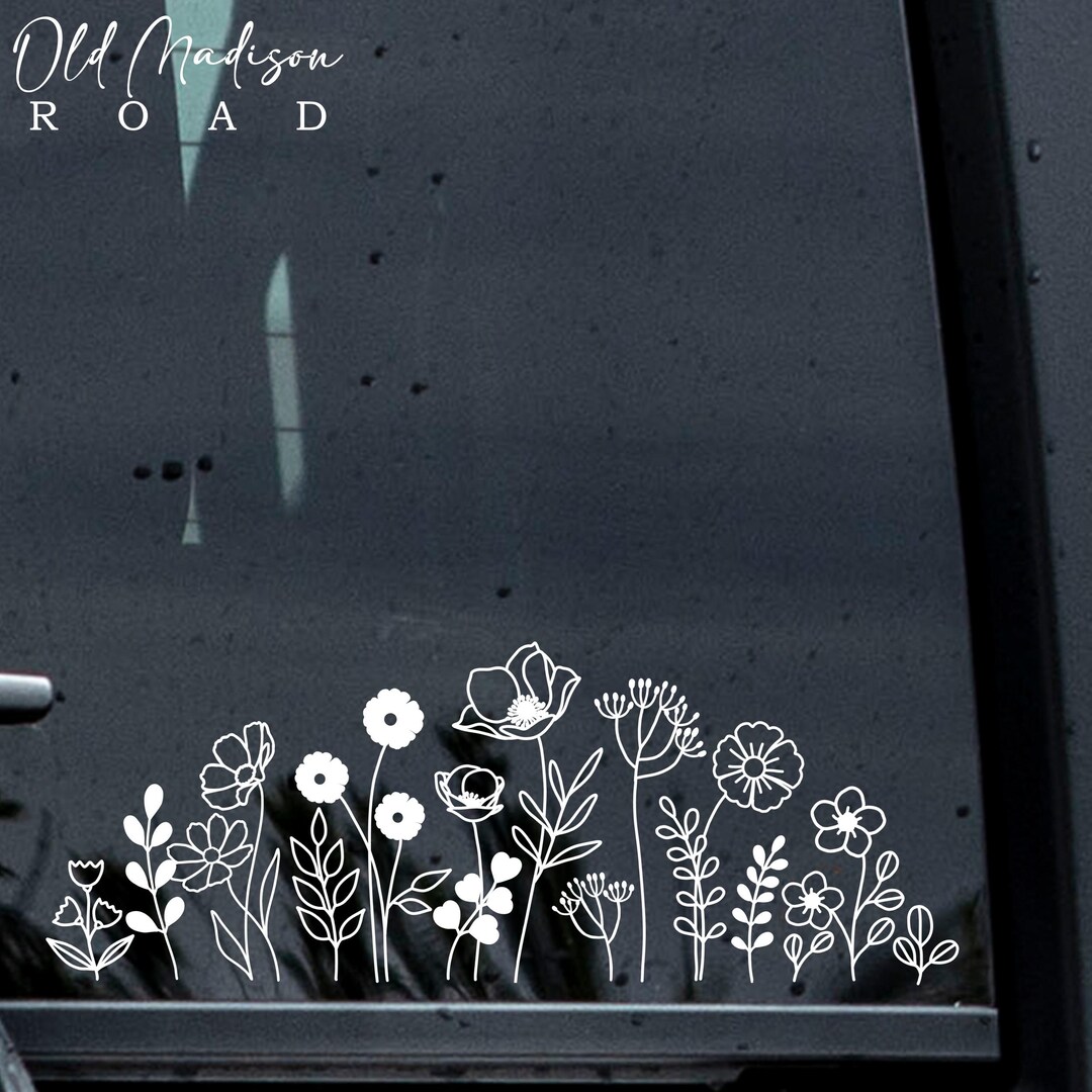 Wildflowers Decal - Wildflower Decal - Flower Border Car Decal - Floral ...