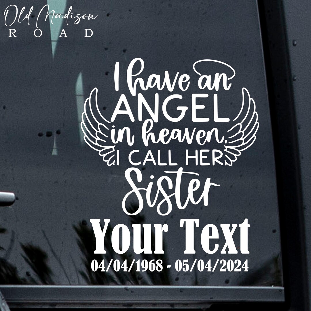 Angel in Heaven Bereavement Car Decal - Angels Wings Memorial Car Decal ...
