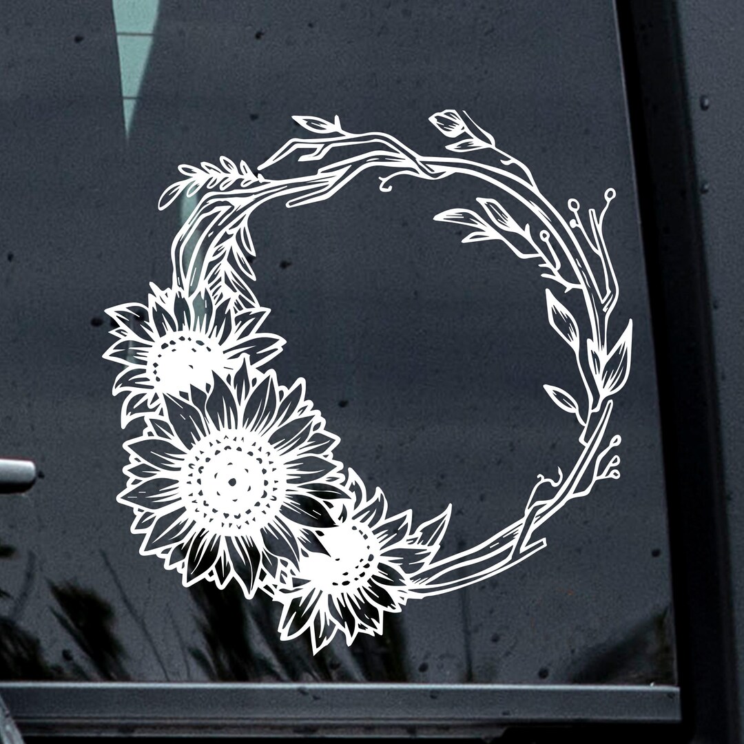Sunflower Decal, Sunflower Car Decal, Sunflower, Simple Flower Decal ...