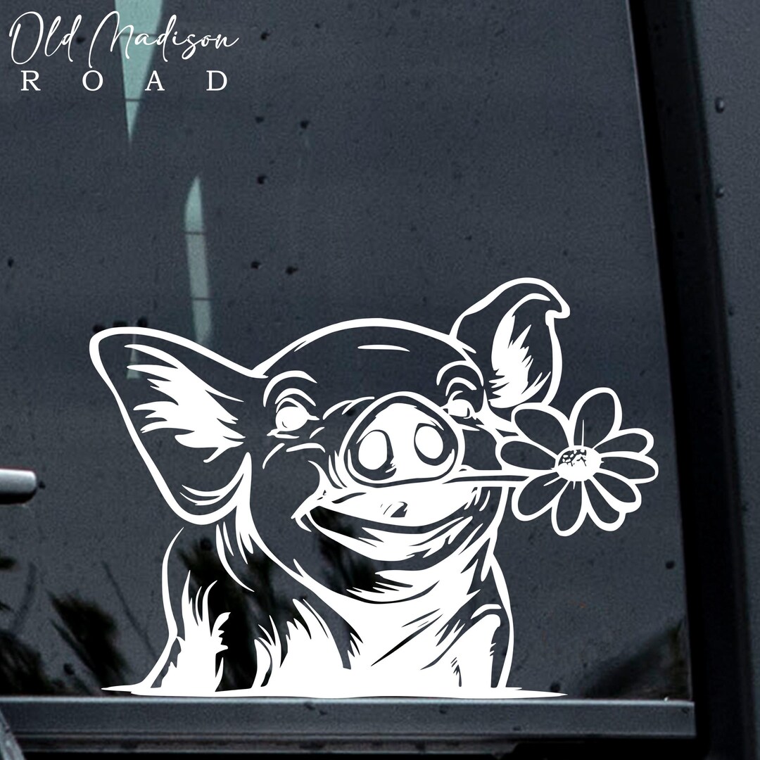 Pig Decal - Pig and Flower Decal - Country Decal - Pig Car Decal - Pig ...