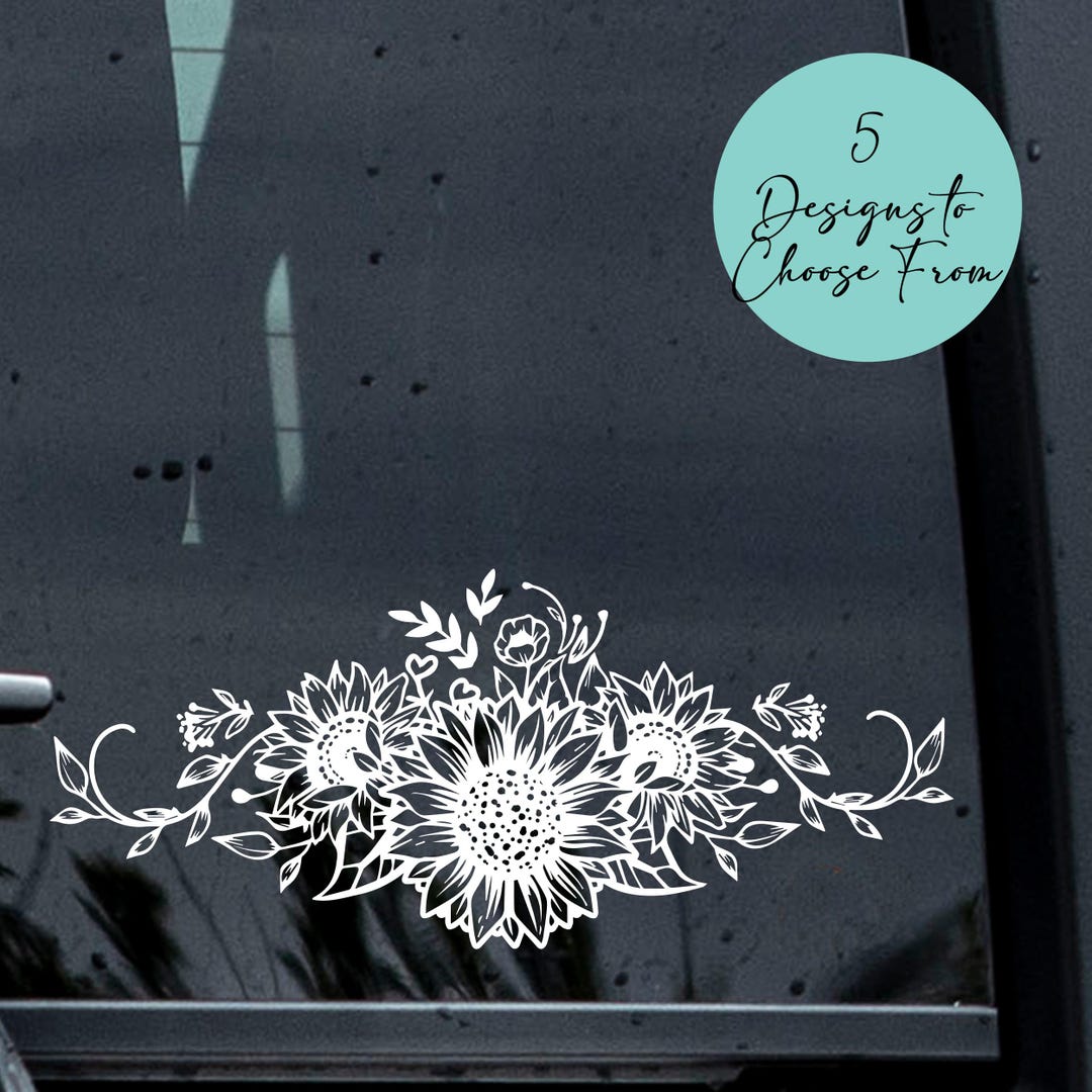 Sunflower Decal, Sunflower Car Decal, Sunflower, Simple Flower Decal ...