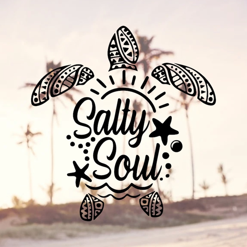 Salty Soul Decal Sea Turtle Vinyl Decal Sea Turtle Car - Etsy