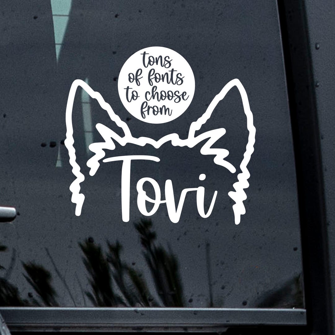 Yorkie Name Decal, Yorkie Dog Ears Custom Dog Name Decal, Name Decal ...