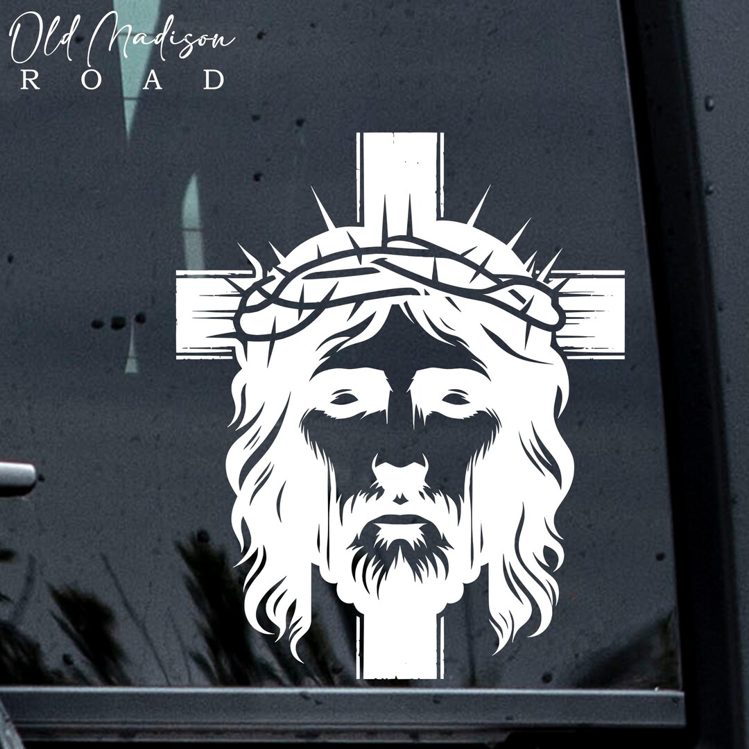 Jesus and Cross Decal - Christian Decal - God Car Decal - Cross Car ...