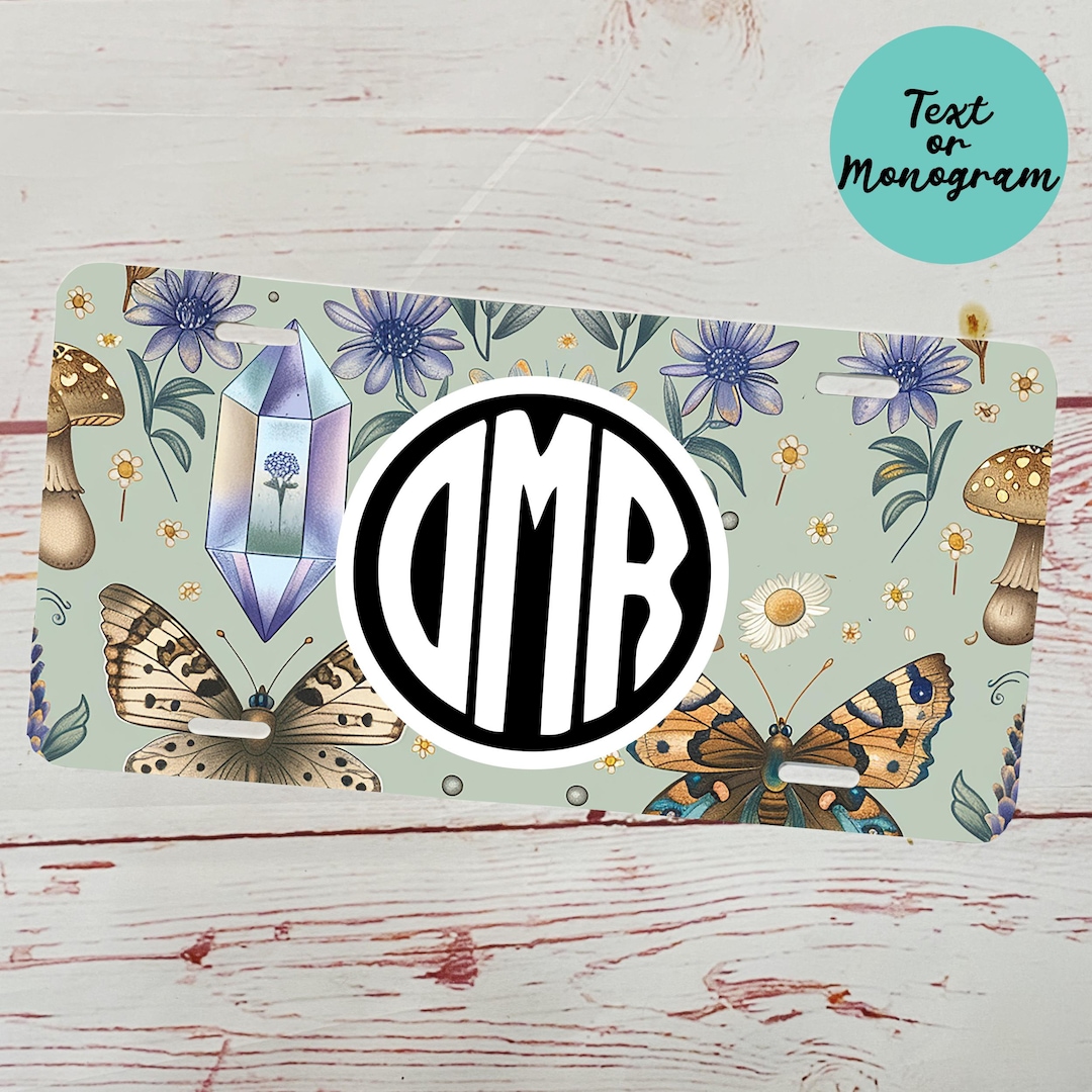 Moths and Crystal Personalized License Plate - Car Tag With Name ...