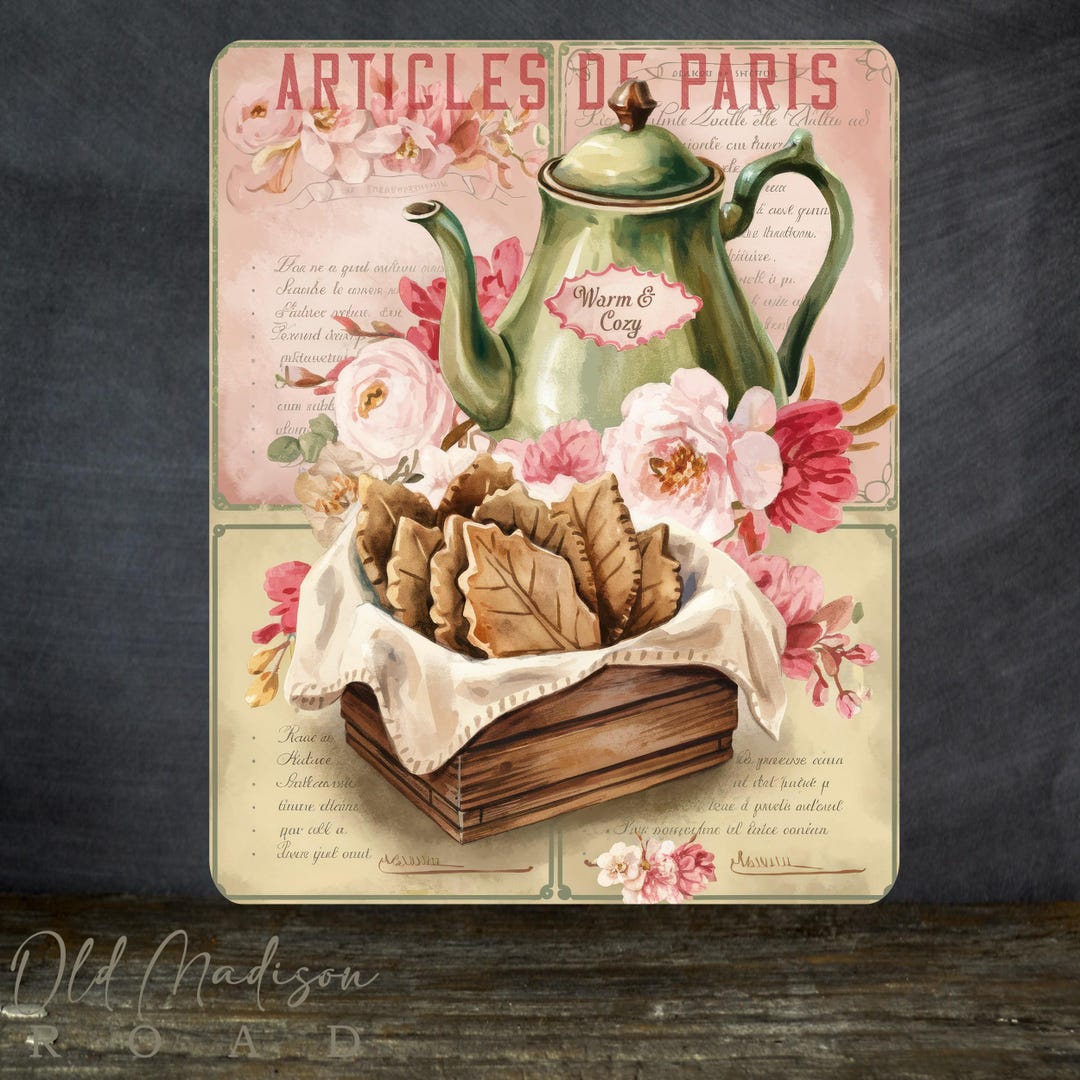 French Bakery Sign - Coffee Bar Sign - Coffee Shop Sign - Floral Metal ...