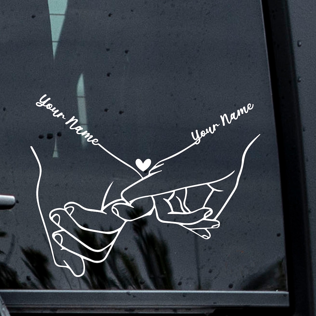 Couples Hands Car Decal - Holding Hands Car Decal - Personalized ...