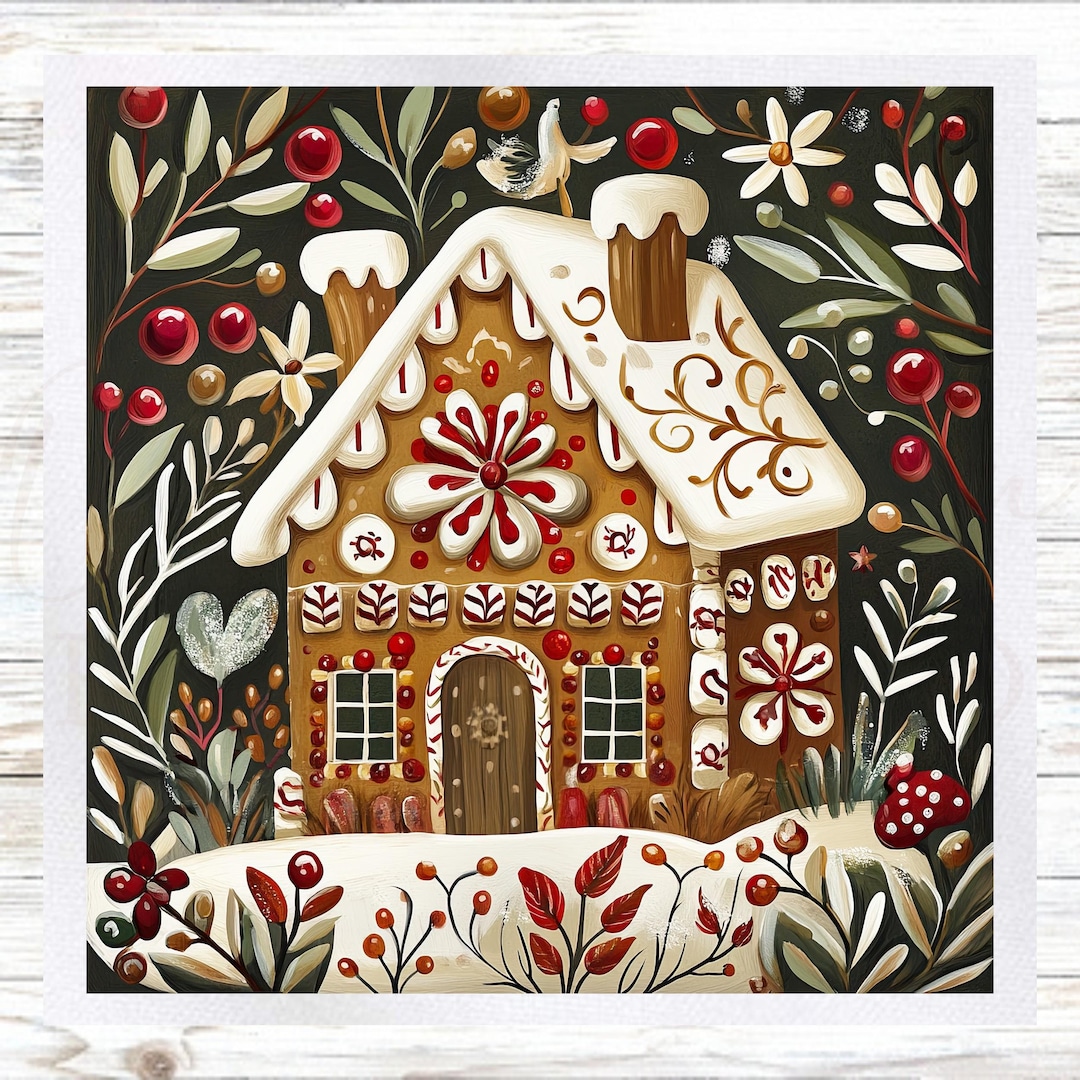 Christmas Fabric Panel - Gingerbread House Fabric Panel - Quilt Panel ...