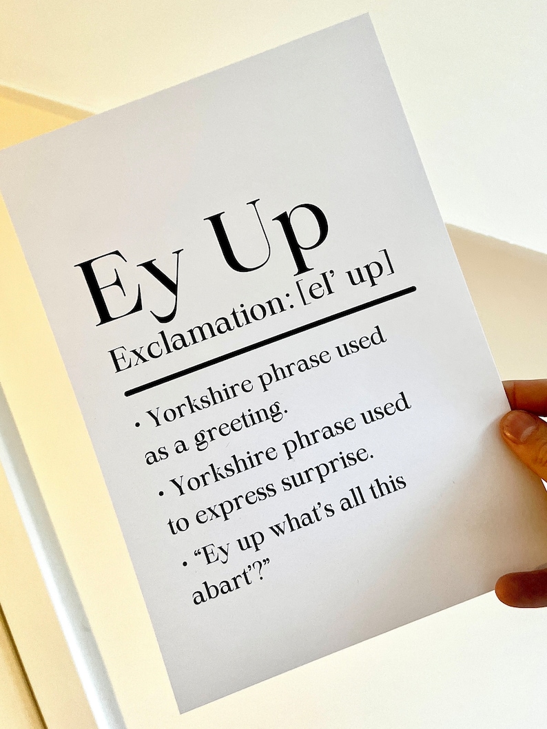EY UP Definition Print Yorkshire for Living Room Kitchen - Etsy