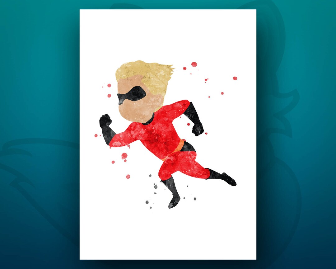 Minimalist Watercolour Art Print, Disney Print, Dash, Movie Art Print ...