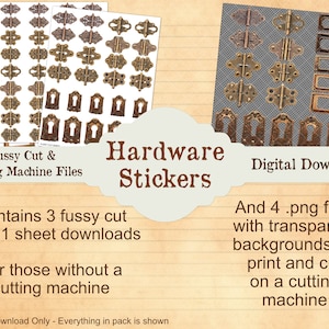 Hardware Stickers Printable Junk Journal Ephemera Hinges Keyholes and ...