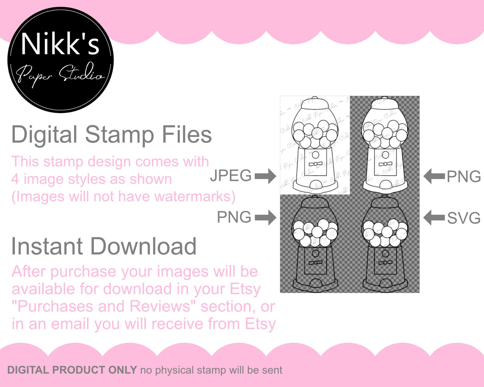 Gumball Machine Digital Printable Stamps and SVG Files - Instant ...