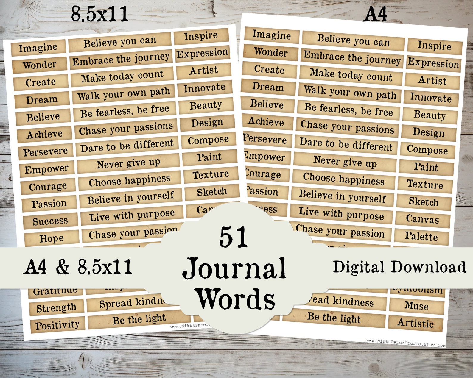 Inspirational Junk Journal Printable Words, Fussy Cut Download ...