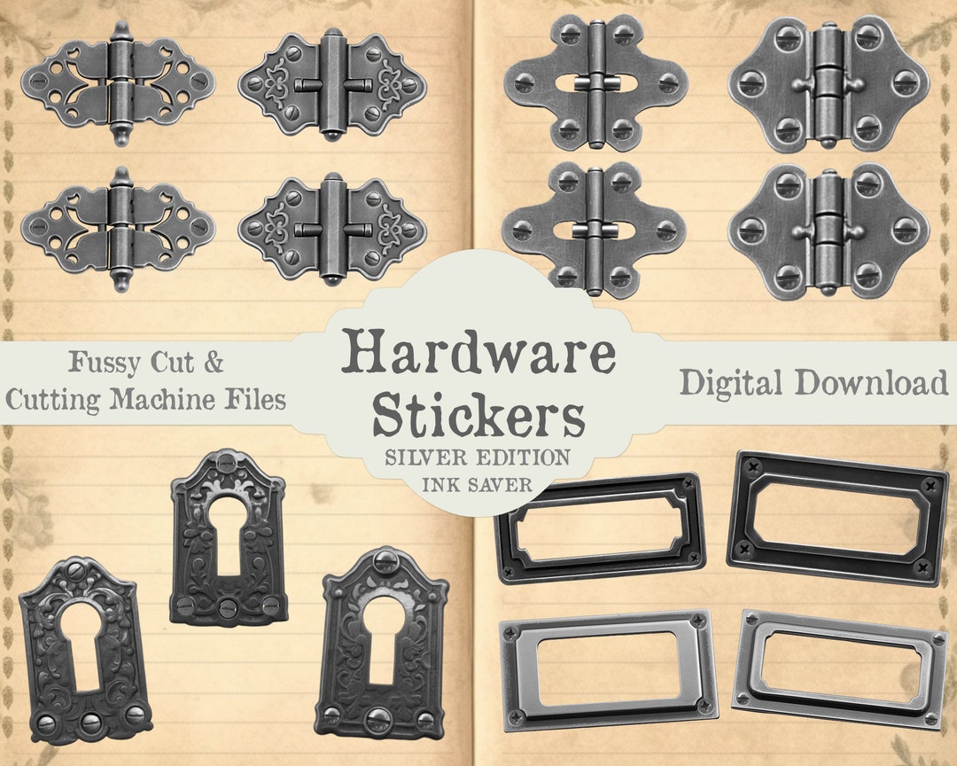 Ink Saver Silver Hardware Stickers Printable Junk Journal Ephemera ...