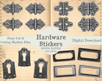 Hardware Stickers Printable Junk Journal Ephemera Hinges Keyholes and ...