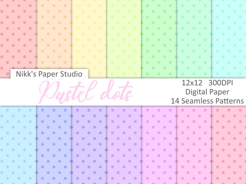 Pastel Dots Digital Paper Bundle Seamless Pattern - Etsy