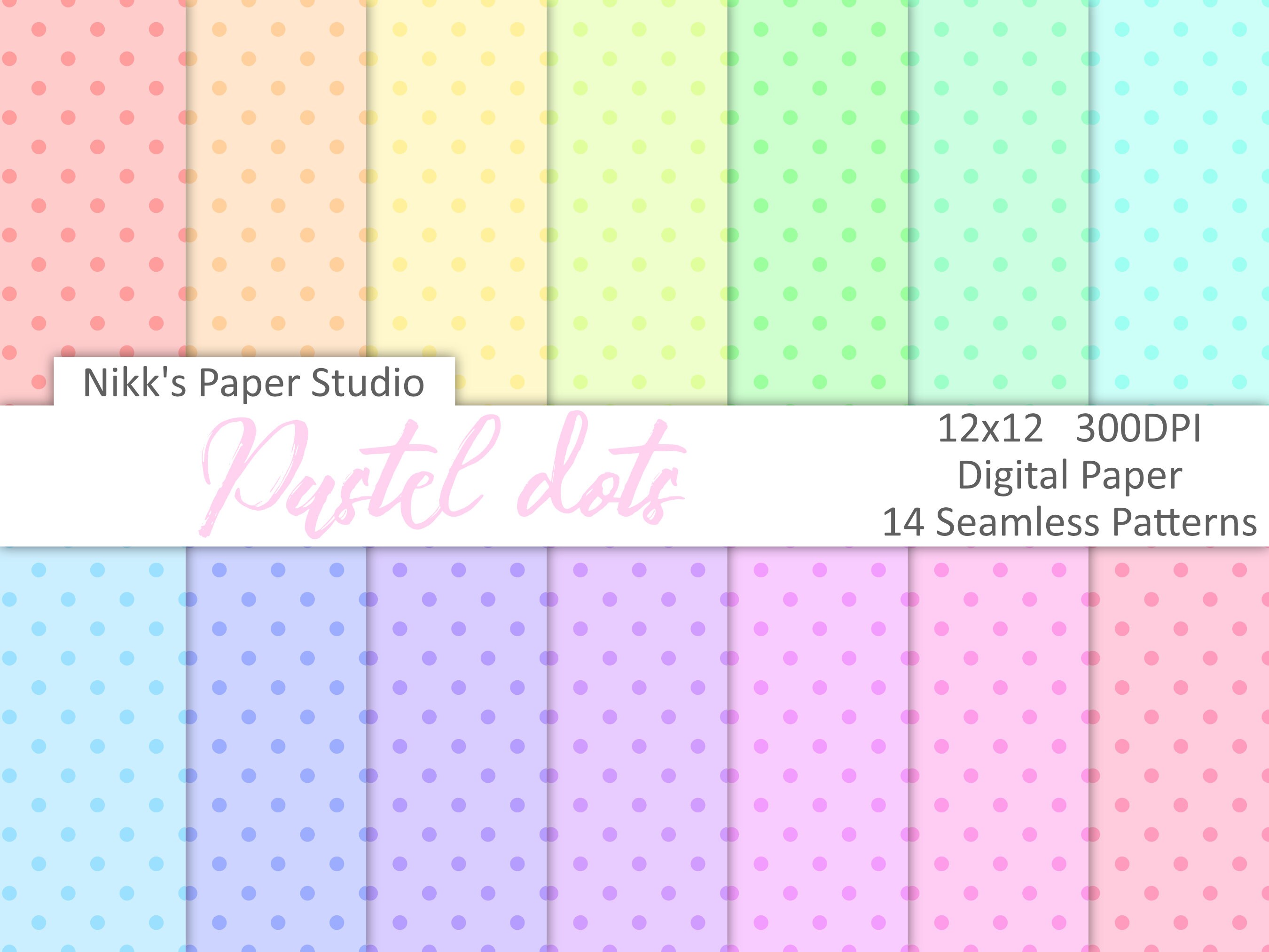 Pastel Dots Digital Paper Bundle Seamless Pattern - Etsy